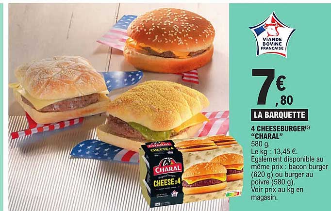 Promo 4 Cheeseburger Charal chez E.Leclerc - iCatalogue.fr