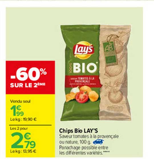 Promo Chips Bio Lay's chez Carrefour - iCatalogue.fr