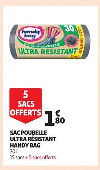 Promo Sac Poubelle Ultra Résistant Handy Bag chez Auchan - iCatalogue.fr
