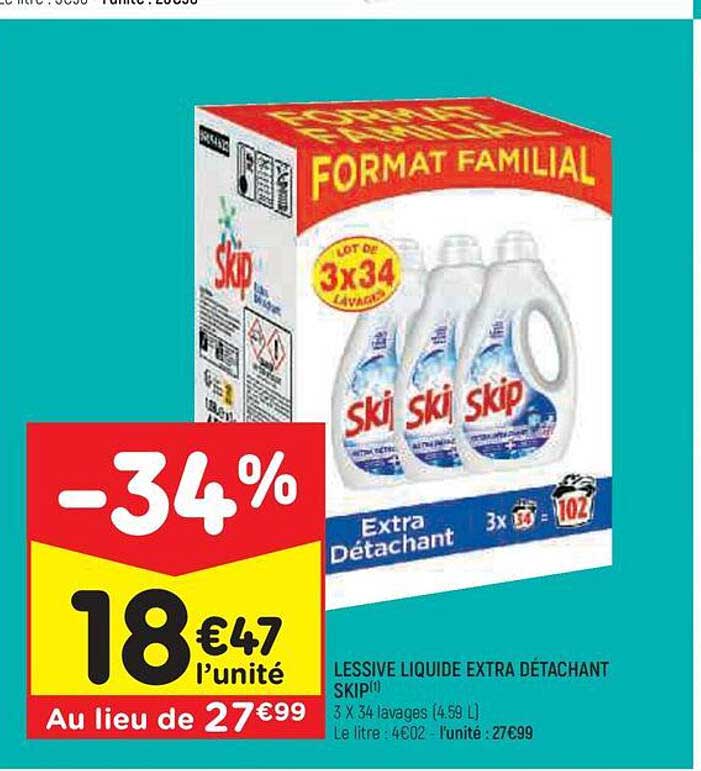 Promo Lessive Liquide Extra Détachant Skip chez Leader Price ...