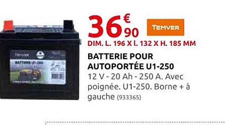 Promo Batterie Pour Autoportée U1-250 Temver chez Rural Master ...