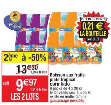 Promo Boisson Aux Fruits Plate Tropical Cora Kido chez Cora - iCatalogue.fr