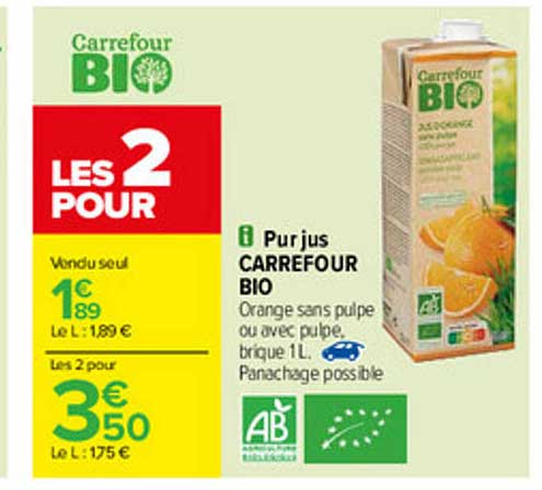 Promo Pur Jus Carrefour Bio chez Carrefour - iCatalogue.fr