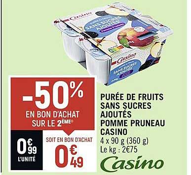 Promo Purée De Fruits Sans Sucres Ajoutés Pomme Pruneau Casino chez ...