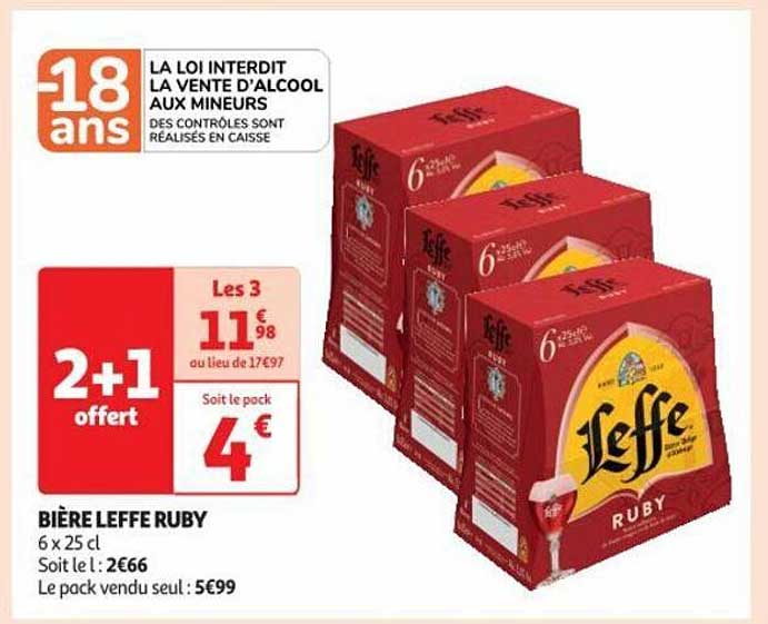 Promo Bière Leffe Ruby chez Auchan - iCatalogue.fr