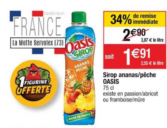 Promo Sirop Ananas Pêche Oasis 34% De Remise Immédiate chez Cora ...