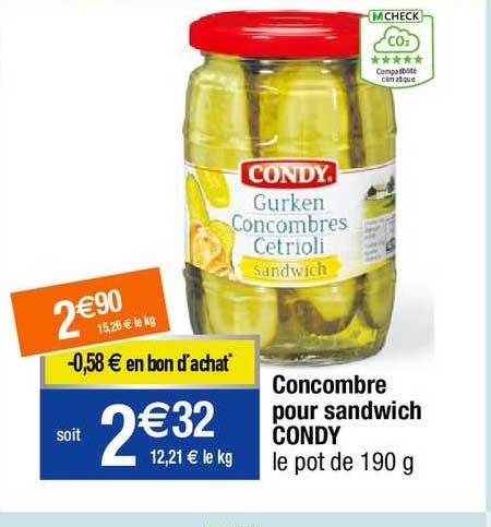 Promo Concombre Pour Sandwich Condy chez Migros France - iCatalogue.fr