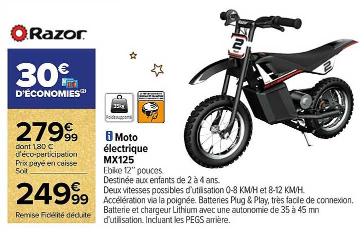 Promo Moto électrique Mx125 Razor chez Carrefour - iCatalogue.fr