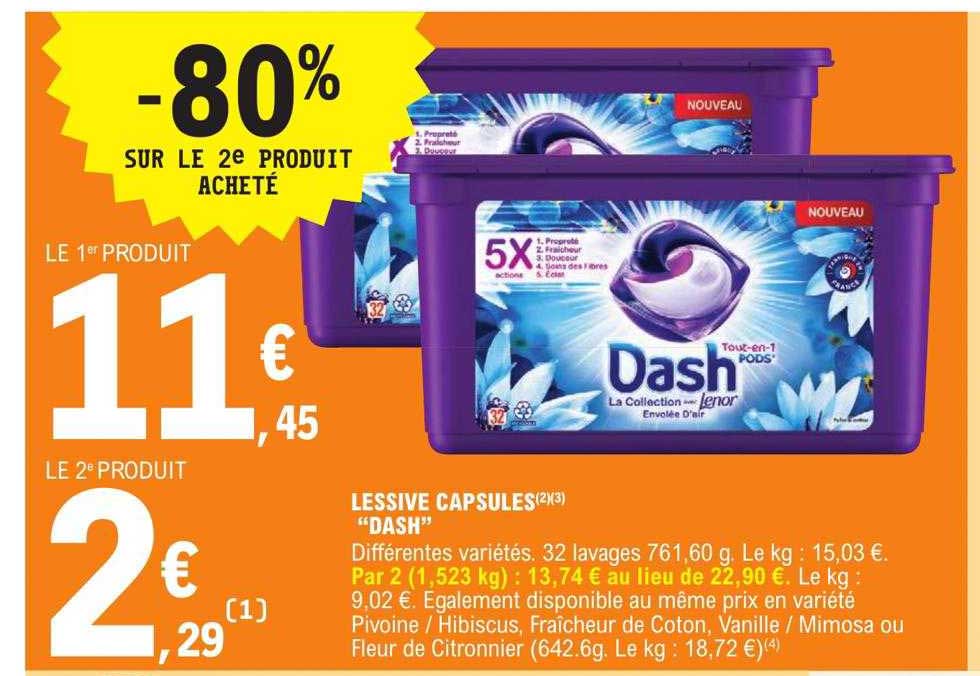 Promo Lessive Capsules "dash" chez E.Leclerc - iCatalogue.fr
