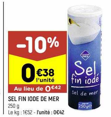 Promo Sel Fin Iodé De Mer chez Leader Price - iCatalogue.fr