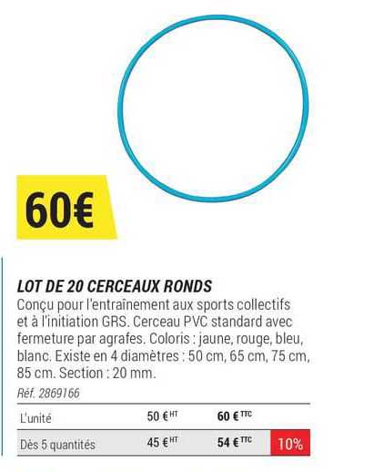 Promo Lot De 20 Cerceaux Ronds chez Decathlon - iCatalogue.fr