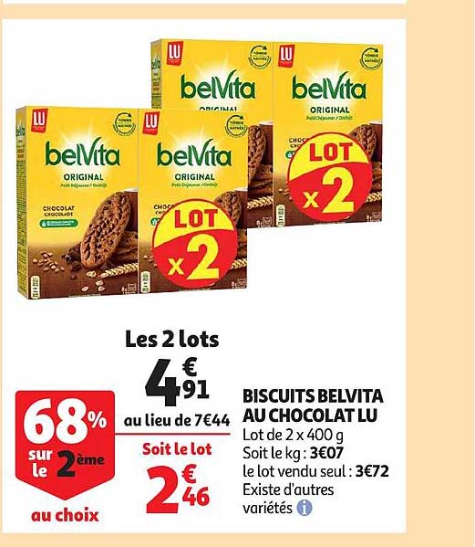 Promo Biscuits Belvita Au Chocolat Lu chez Auchan - iCatalogue.fr