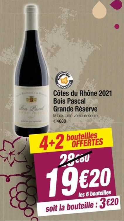 Promo Côtes Du Rhône 2021 Bois Pascal Grande Reserve chez Cora ...
