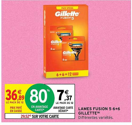 Promo Lames Fusion 5 6+6 Gillette chez Intermarché Express - iCatalogue.fr