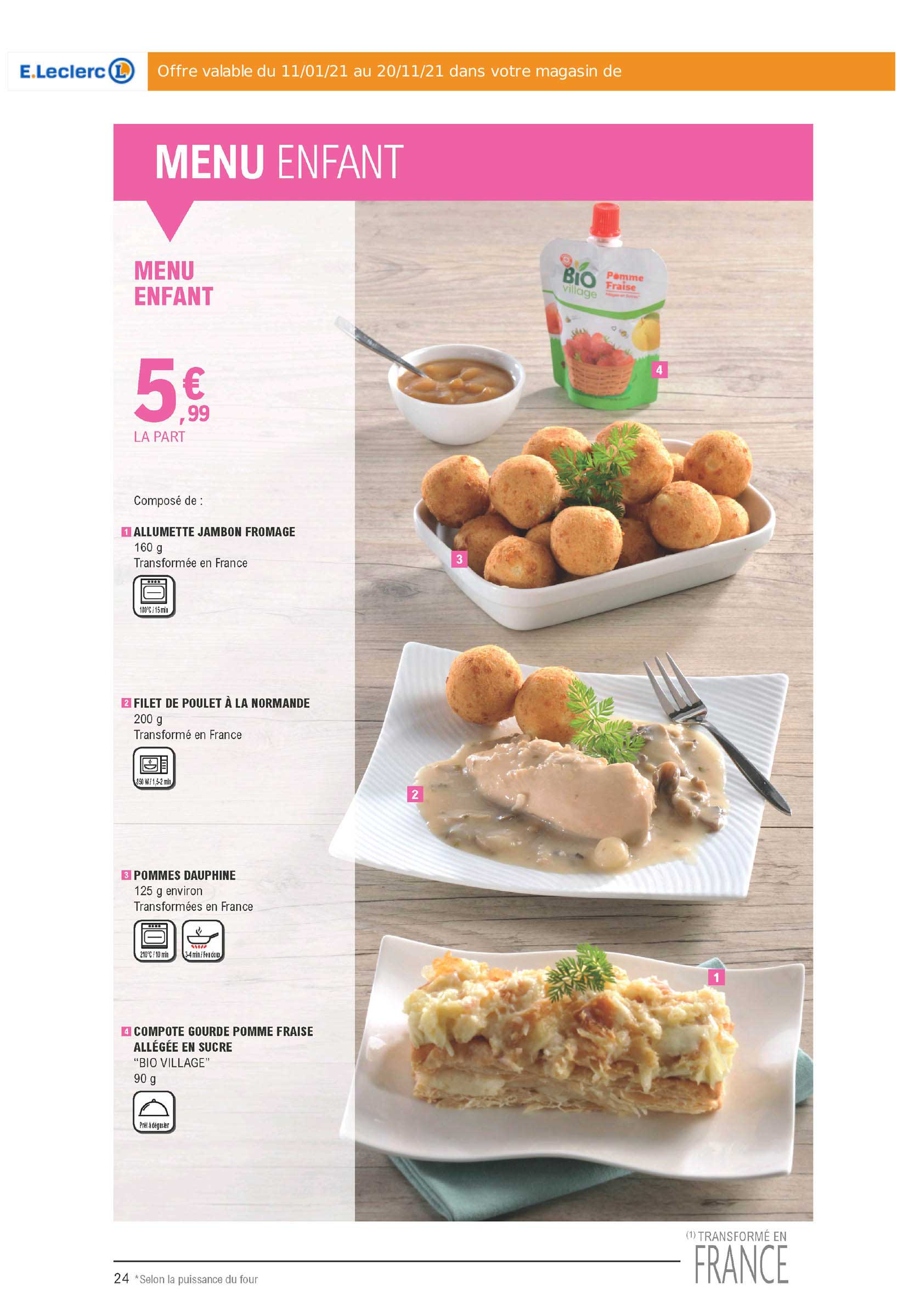 Promo Menu Enfant chez E.Leclerc - iCatalogue.fr
