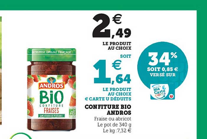 Promo Confiture Bio Andros chez Hyper U - iCatalogue.fr
