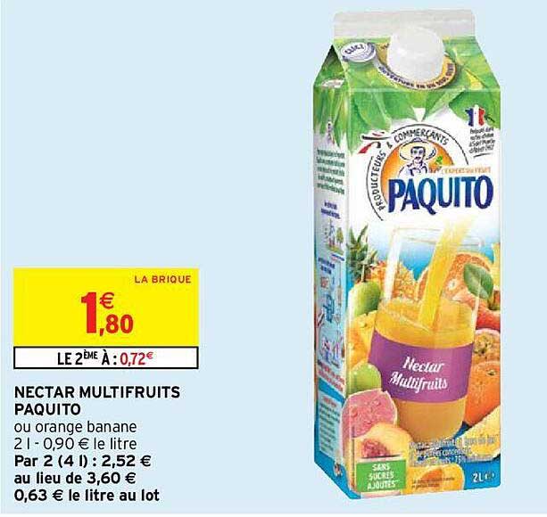 Promo Nectar Multifruits Paquito chez Intermarché Hyper - iCatalogue.fr