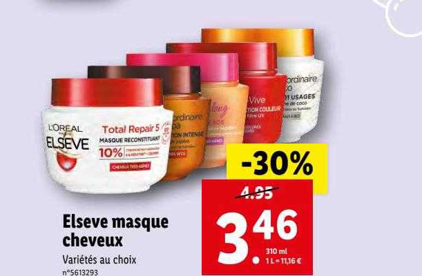 Offre Masque Elsève chez Aldi