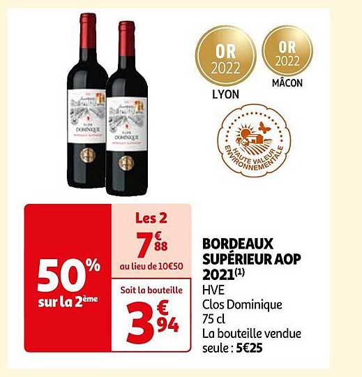 Promo Bordeaux Supérieur Aop 2021 chez Auchan - iCatalogue.fr