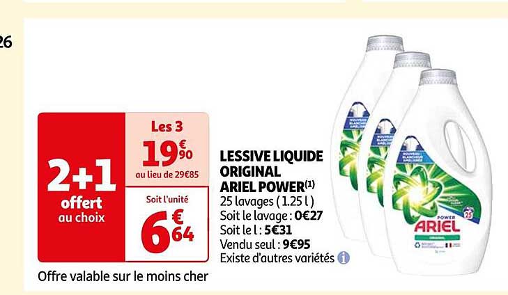 Promo Lessive Liquide Original Ariel Power chez Auchan - iCatalogue.fr