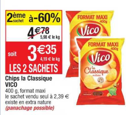 Promo Chips La Classique Vico 2ème Sachet à -60% chez Cora - iCatalogue.fr