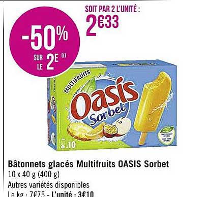 Offre Glaces Sorbet Oasis chez Carrefour Contact