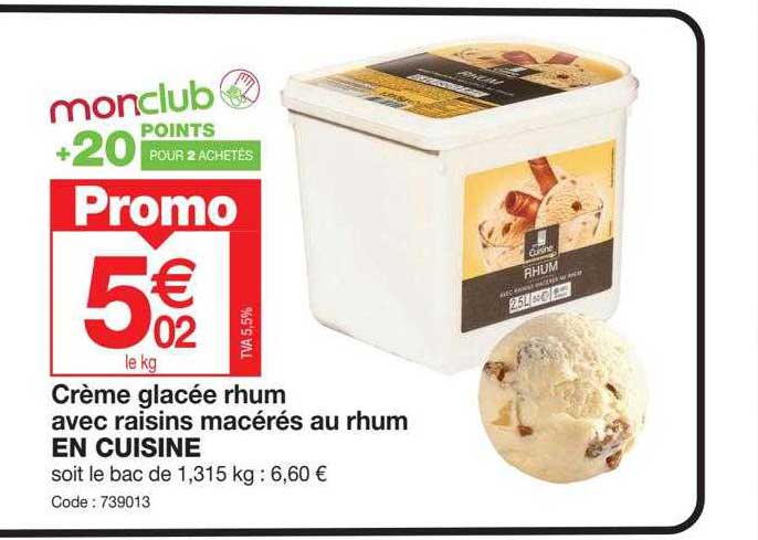 Promo Crème Glacée Rhum Avec Raisins Macérés Au Rhum En Cuisine chez ...