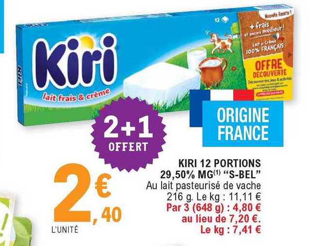 Promo Kiri 12 Portions 29,50% Mg "s-bel" chez E.Leclerc - iCatalogue.fr