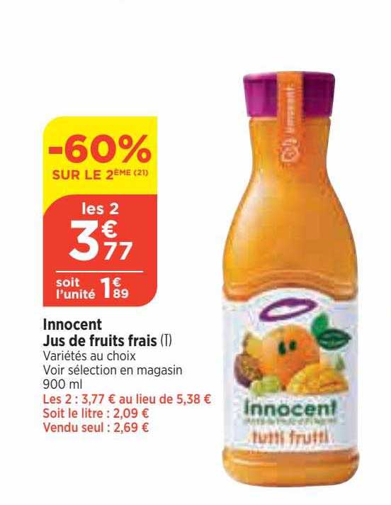 Promo Innocent Jus De Fruits Frais chez Bi1 - iCatalogue.fr