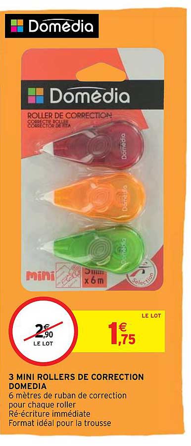 Promo 3 Mini Rollers De Correction Domedia chez Intermarché - iCatalogue.fr