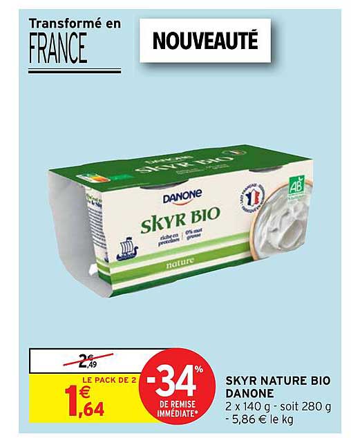 Promo Skyr Nature Bio Danone chez Intermarché Hyper - iCatalogue.fr