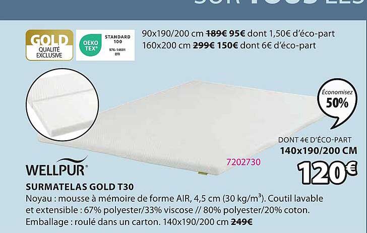 Promo Wellpur Surmatelas Gold T30 chez JYSK - iCatalogue.fr