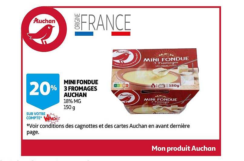 Promo Mini Fondue 3 Fromages Auchan chez Auchan Direct - iCatalogue.fr
