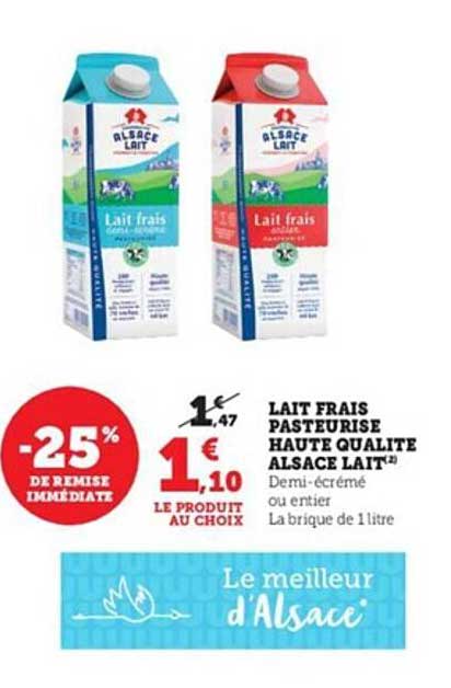 Promo Lait Frais Pasteurisé Haute Qualité Alsace Lait chez U Express ...