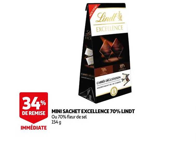 Promo Mini Sachet Excellence 70% Lindt chez Auchan - iCatalogue.fr