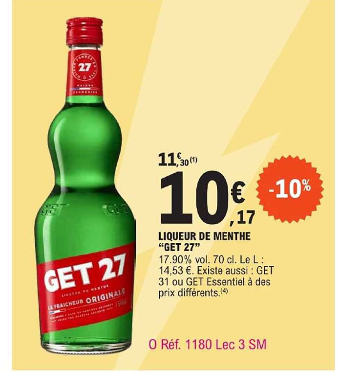 Promo Liqueur De Menthe "get 27" chez E.Leclerc - iCatalogue.fr