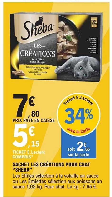 Promo Sachet Les Créations Pour Chat "sheba" chez E.Leclerc - iCatalogue.fr