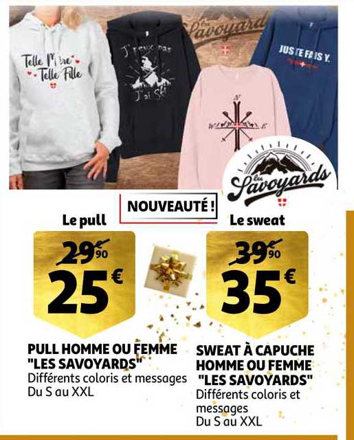 Promo Pull Homme Ou Femme "les Savoyards", Sweat à Capuche Homme Ou ...