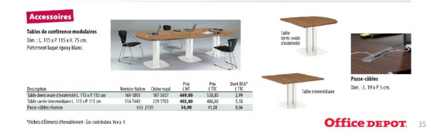 Promo Table De Conférence Modulaires chez Office Depot