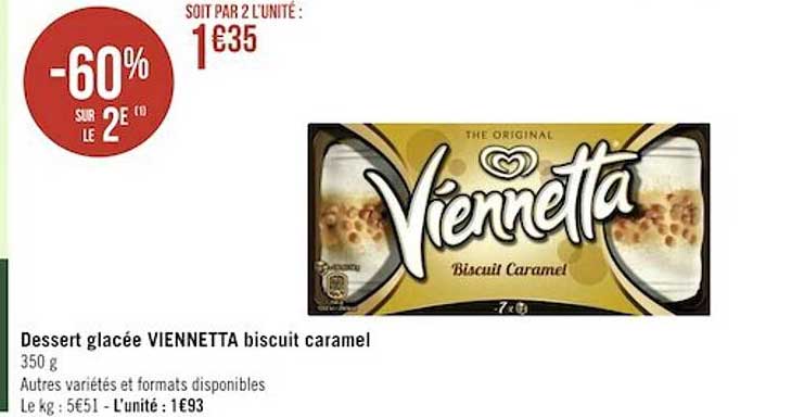 Promo Dessert Glacée Viennetta Biscuit Caramel chez Géant Casino ...