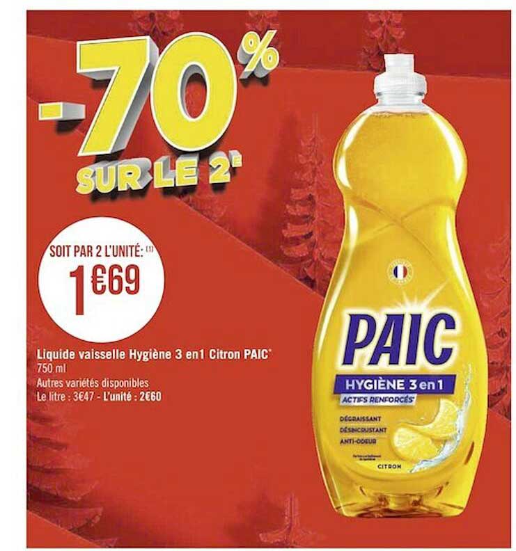 Promo Liquide Vaisselle Hygiène 3 En 1 Citron Paic chez Géant Casino - iCatalogue.fr