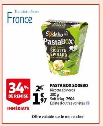 Promo Pasta Box Sodebo chez Auchan - iCatalogue.fr