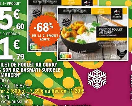 Promo Filet De Poulet Au Curry & Son Riz Basmati Surgelé "madern" chez ...