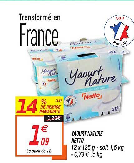 Promo Yaourt Nature Netto chez Netto - iCatalogue.fr