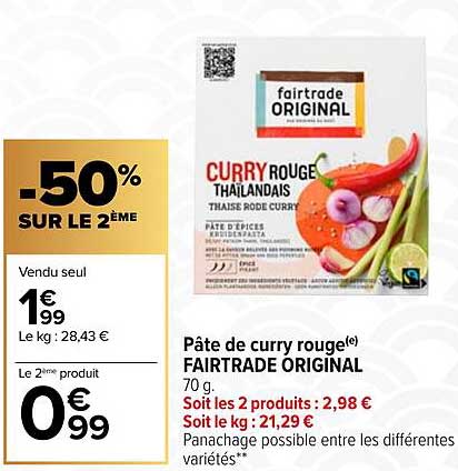 Promo Pâte De Curry Rouge Fairtrade Original chez Carrefour - iCatalogue.fr