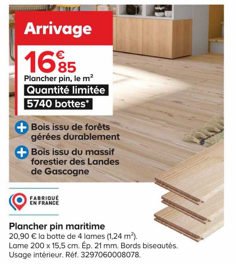 Promo Plancher Pin Maritime chez Castorama - iCatalogue.fr