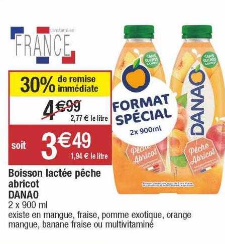 Promo Boisson Lactée Pêche Abricot Danao chez Migros France - iCatalogue.fr