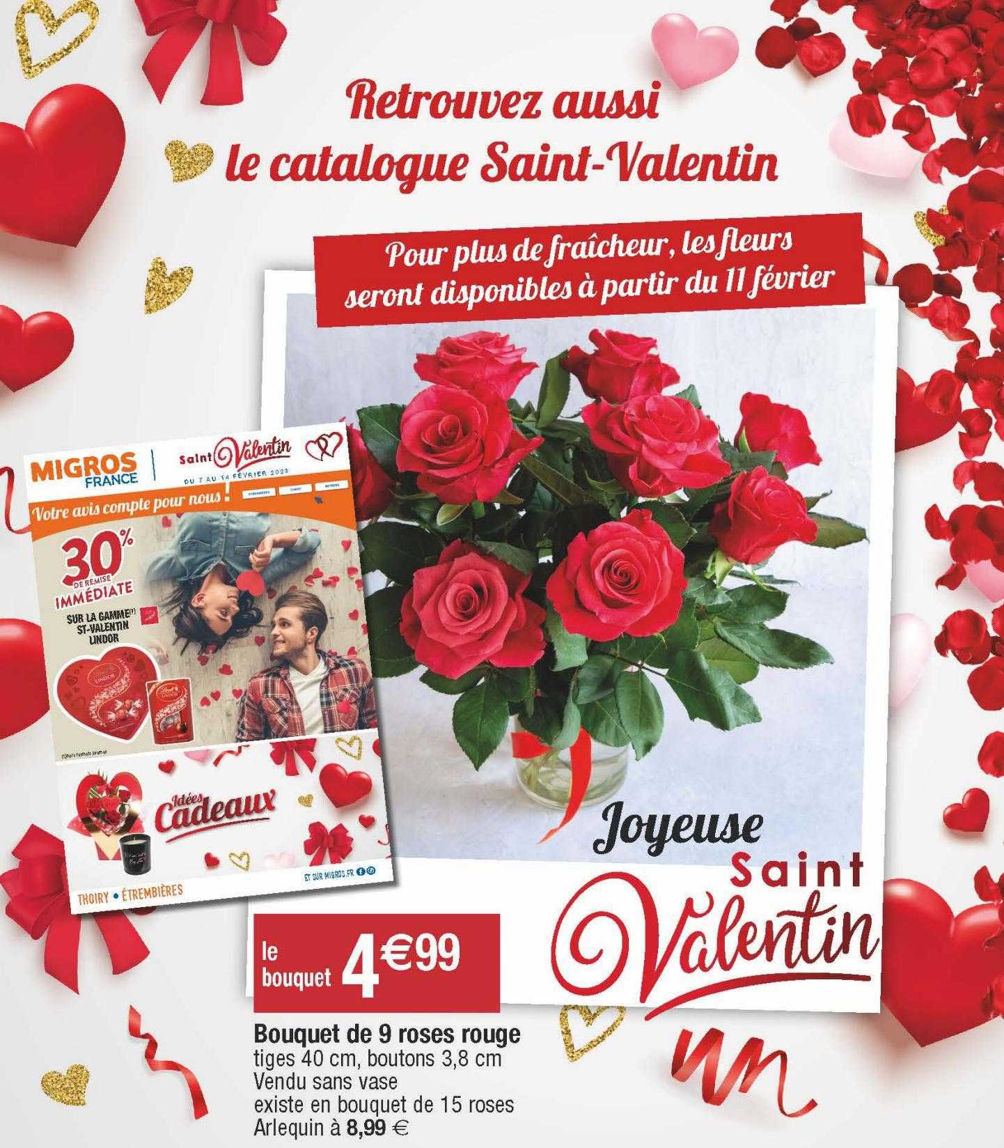 Promo Bouquet De 9 Roses Rouge chez Migros France - iCatalogue.fr