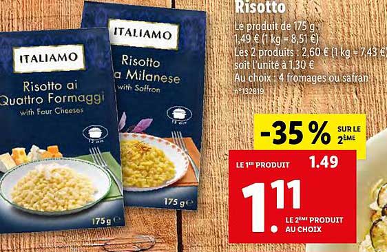 Promo Risotto Italiamo chez Lidl - iCatalogue.fr