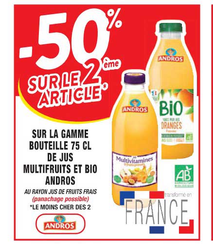 Promo La Gamme Bouteille 75 Cl De Jus Multifruits Et Bio Andros chez ...